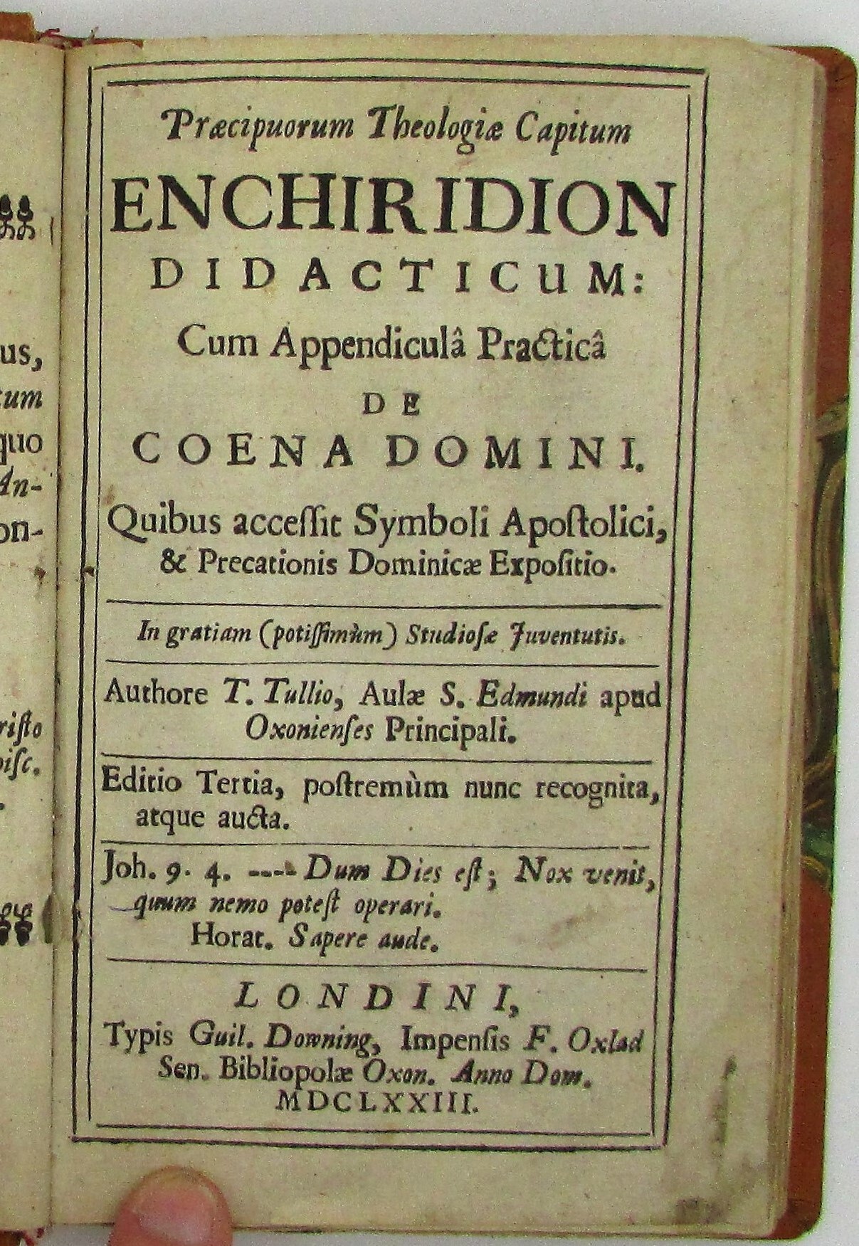Praecipuorum Theologiae Capitum Enchiridion Didacticum by TULLY, Thomas ...