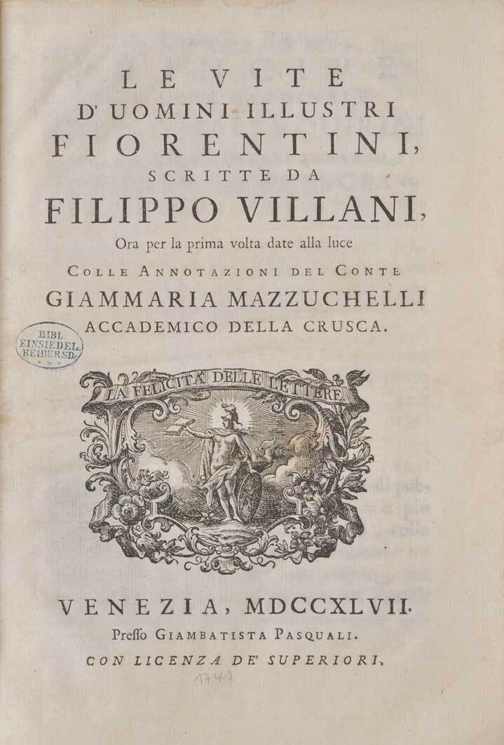Le vite d’uomini illustri fiorentini, scritte da Filippo Villani, ora ...