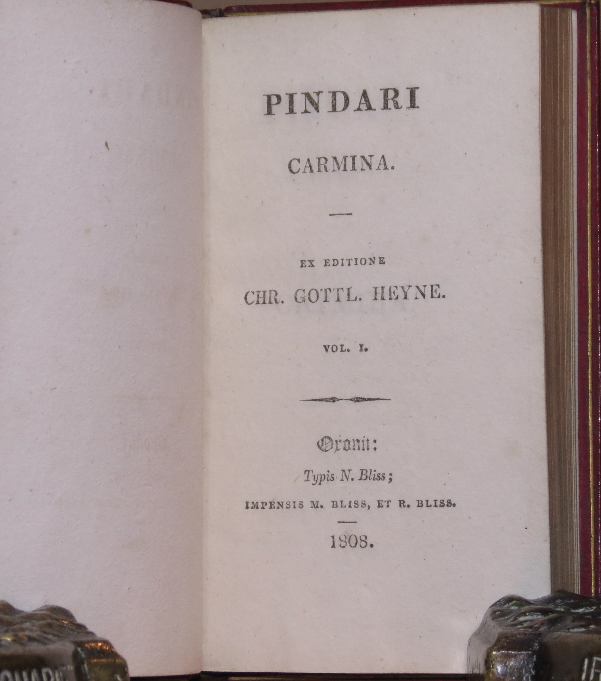 Pindari Carmina. by PINDAR . PINDARUS. (HEYNE, Christian Gottlieb ...